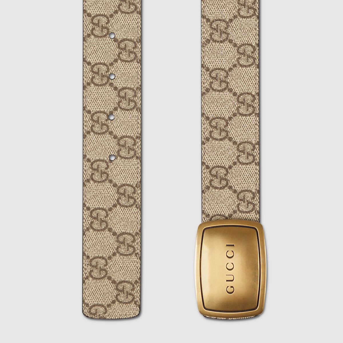 Belt with plaque buckle in beige and brown Supreme | GUCCI® ZA
