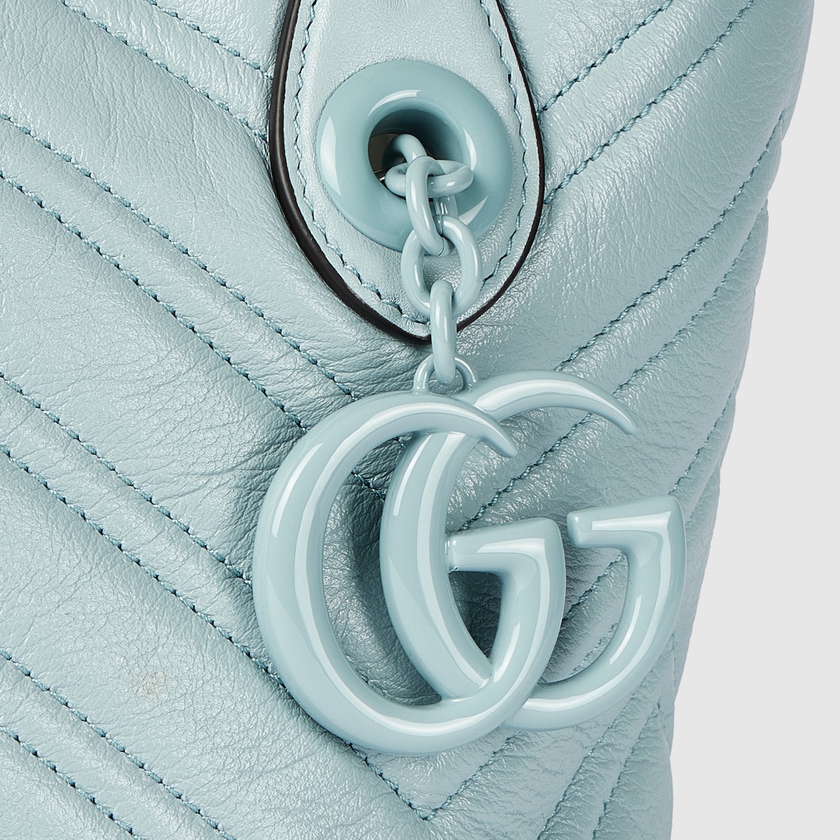 GG Marmont small tote bag in icy blue leather | GUCCI® SG