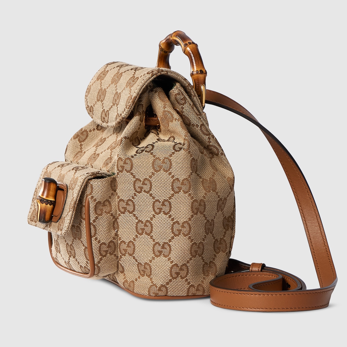 Bamboo mini backpack in beige and brown GG canvas | GUCCI® AU