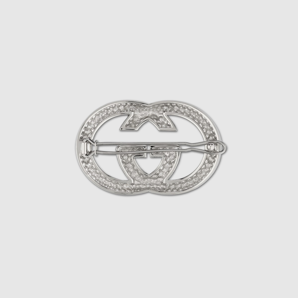 Interlocking G hair clip with crystals in palladium-toned | GUCCI® US