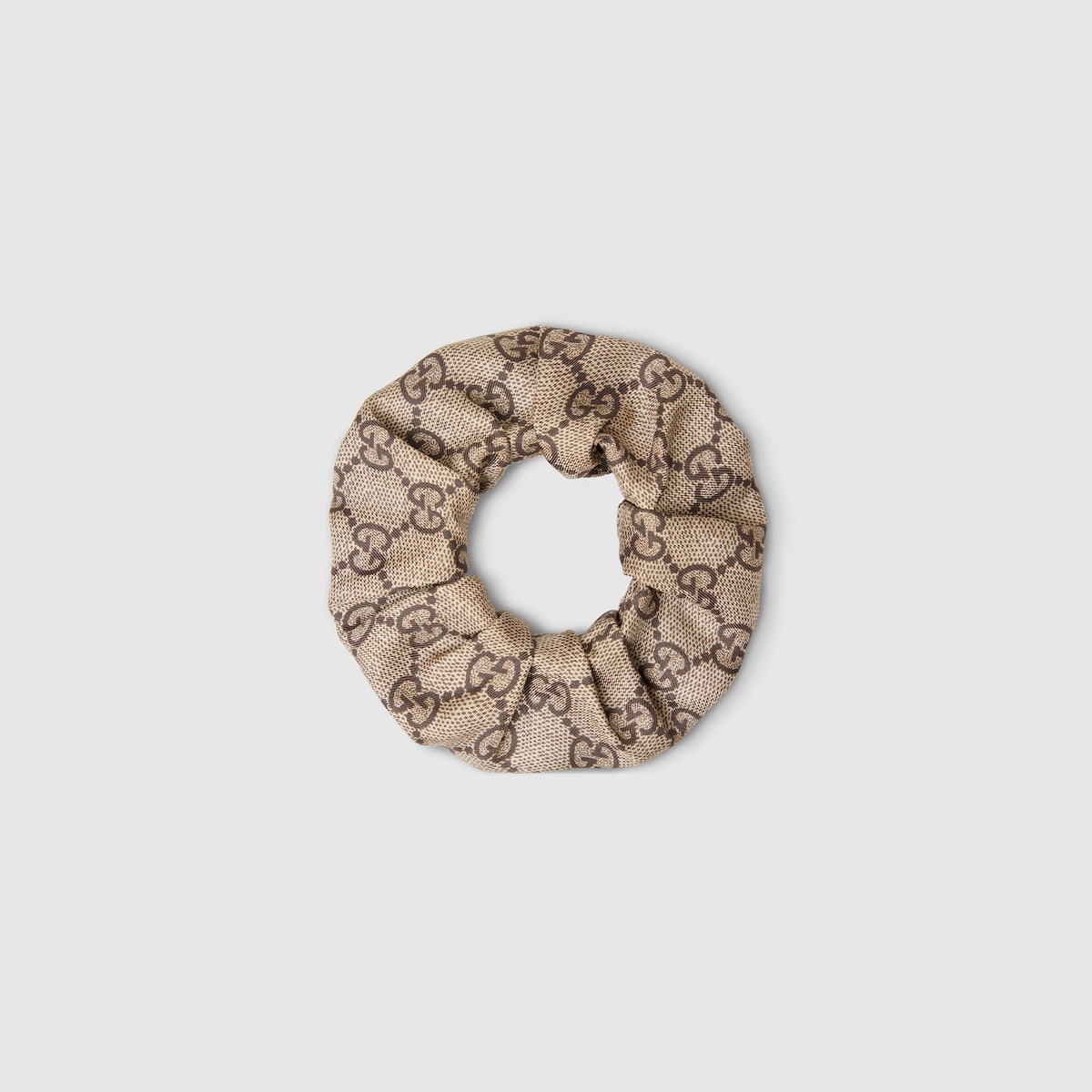 GG silk scrunchie in beige and dark brown | GUCCI® CA