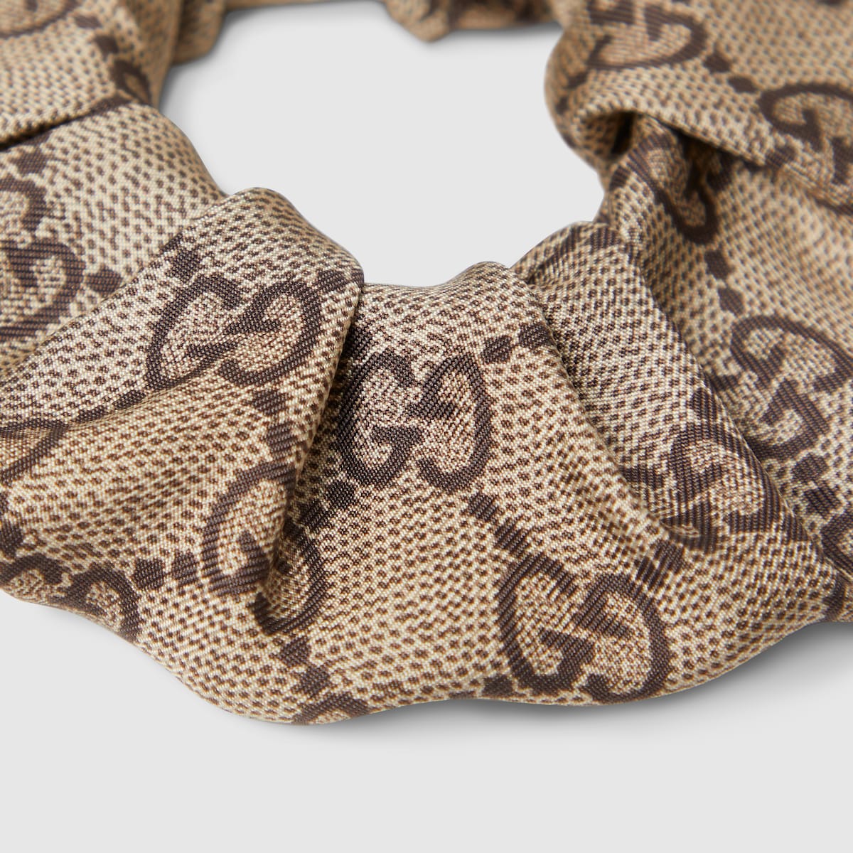 GG silk scrunchie in beige and dark brown | GUCCI® CA