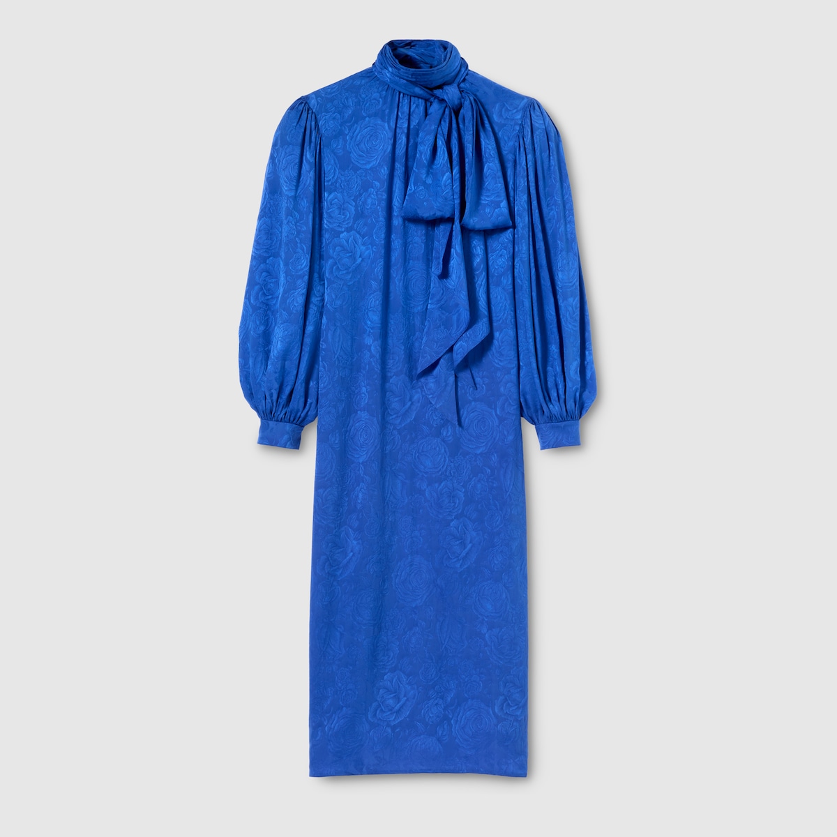 Silk jacquard dress in blue | GUCCI® ZA