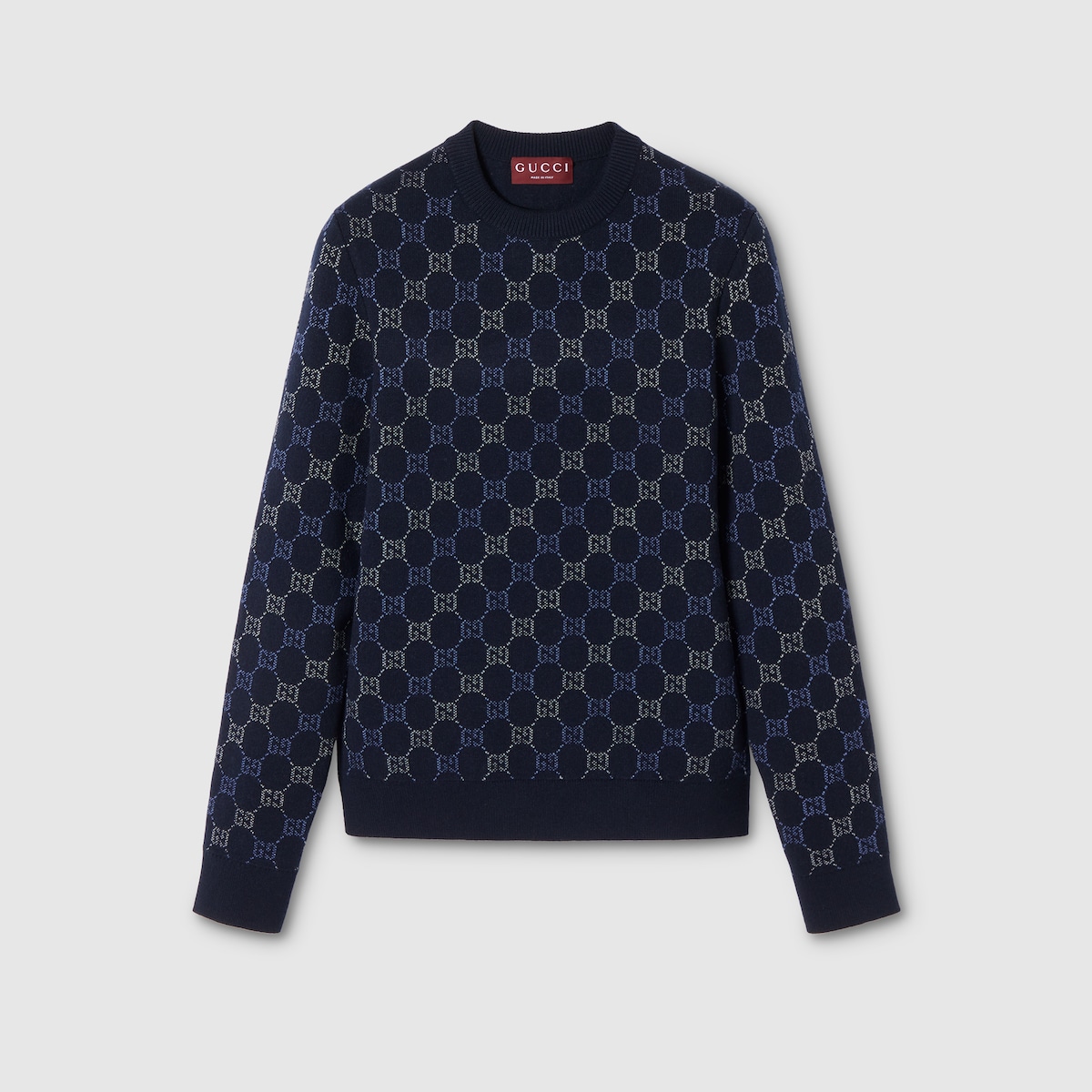 GG double wool knit sweater in dark blue | GUCCI® US