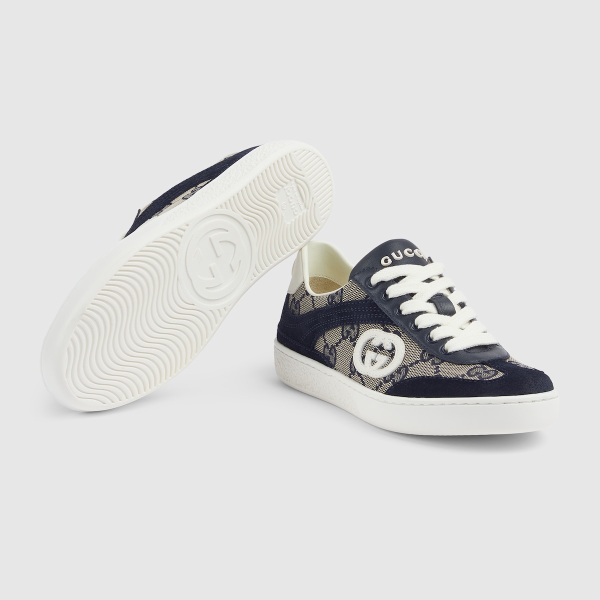 Children's G74 sneaker in beige and blue GG canvas | GUCCI® US
