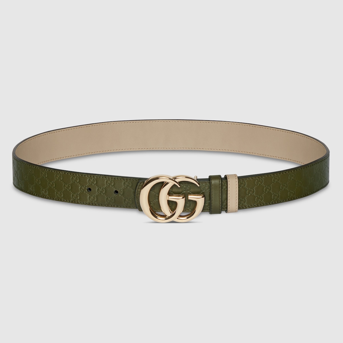 Reversible GG Marmont belt in green GG and beige leather | GUCCI® ZA