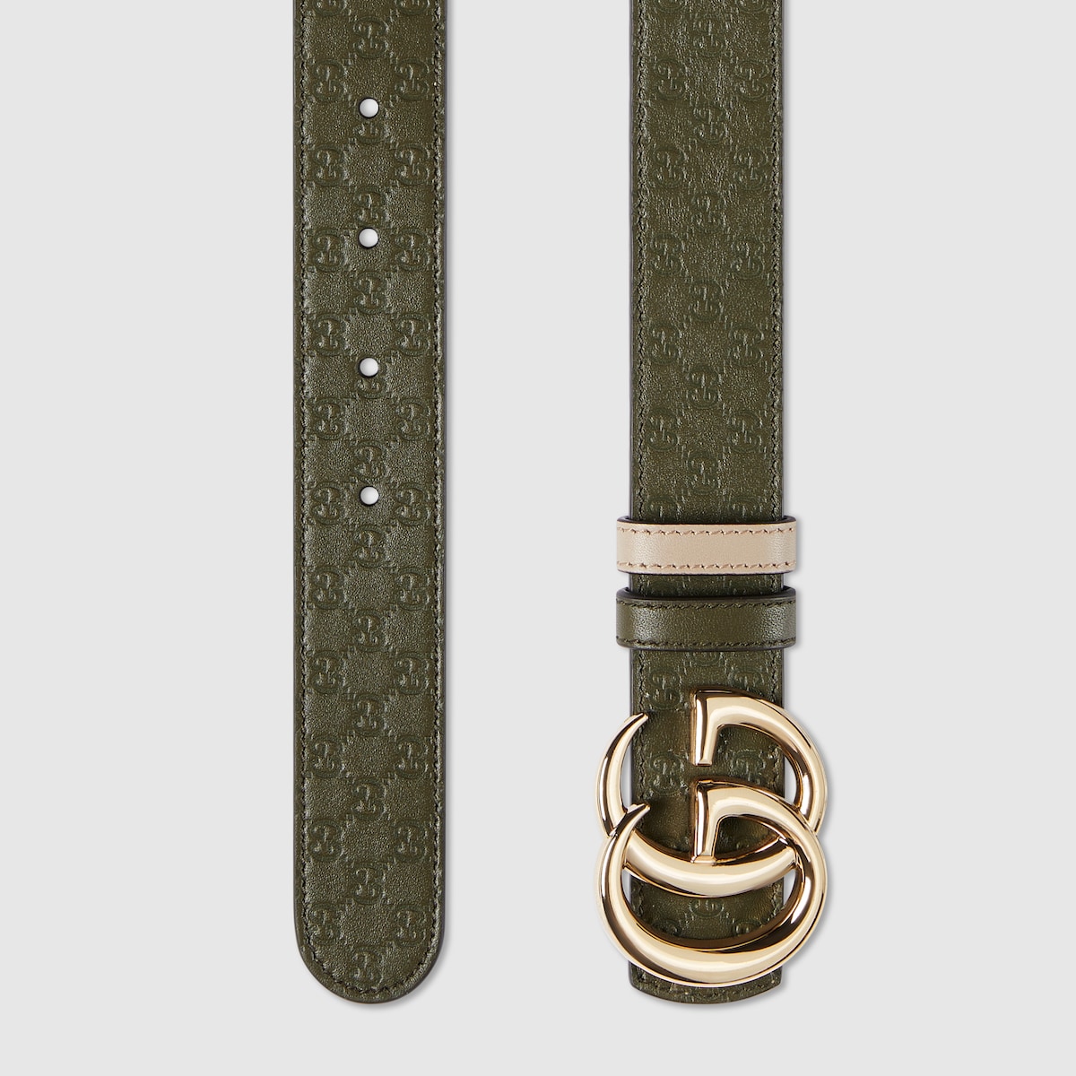 Reversible GG Marmont belt in green GG and beige leather | GUCCI® ZA