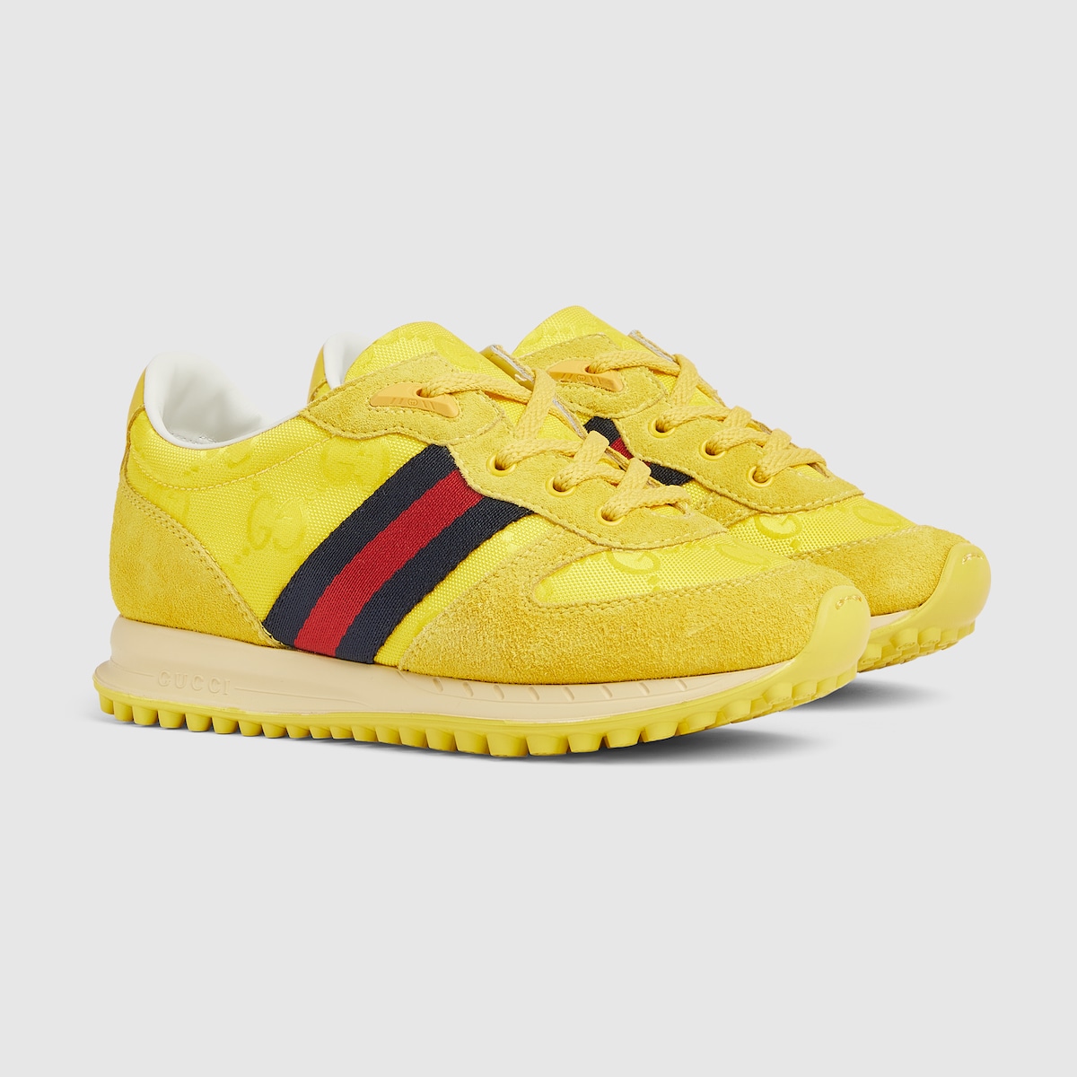 Children's Gucci Re-Motion trainers in yellow GG nylon and suede ...