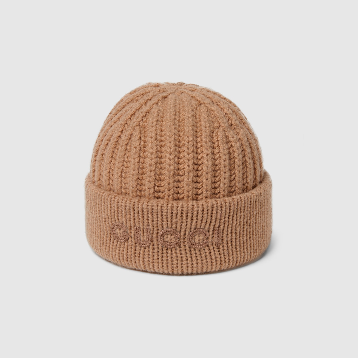 Wool cashmere hat with embroidery in beige | GUCCI® US