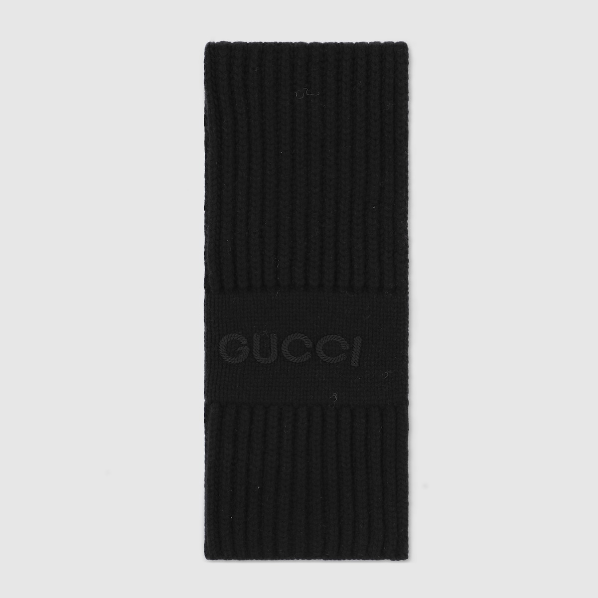 ผ้าพันคอ Wool cashmere scarf with embroidery inสีดำ | GUCCI® TH