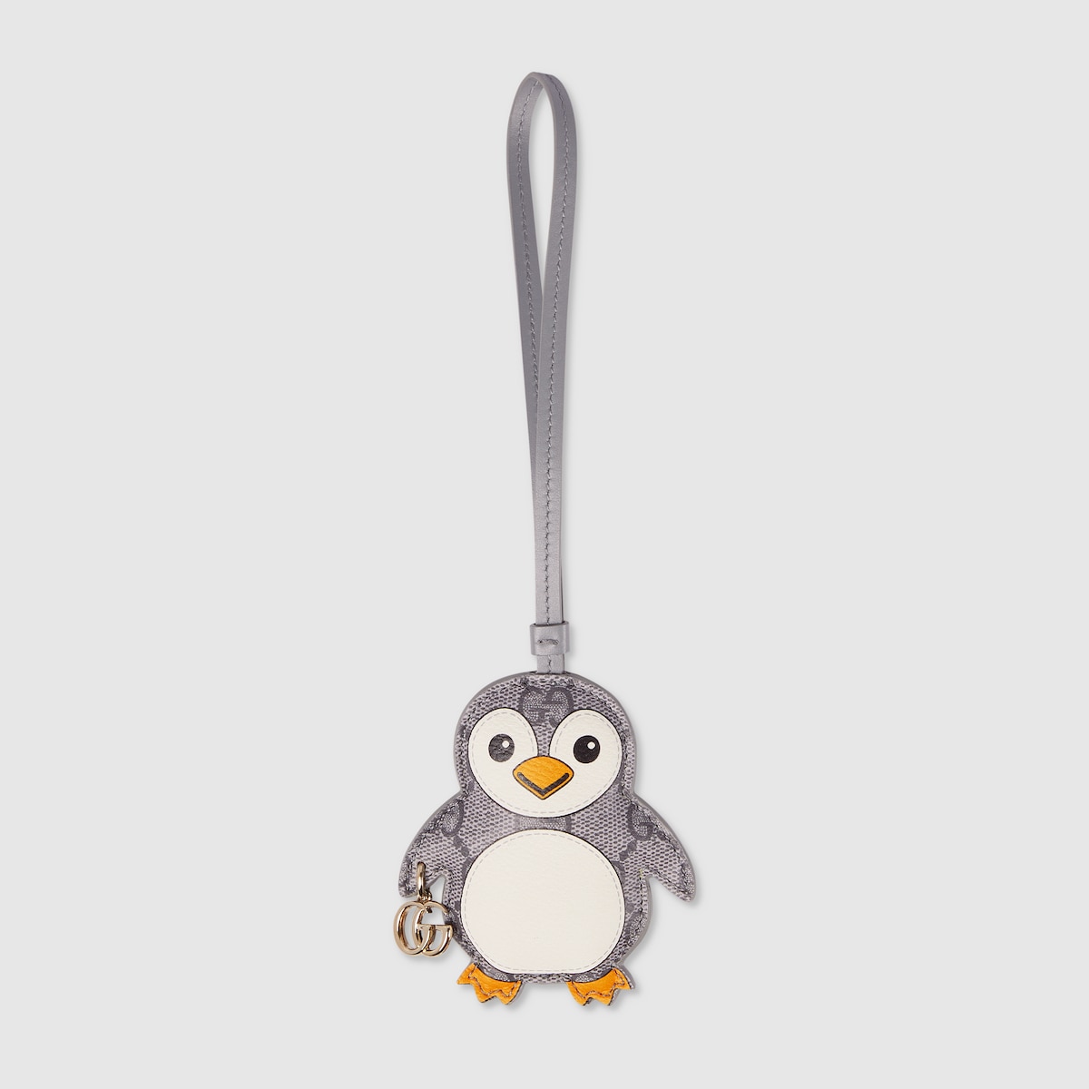 Penguin-shaped bag charm in grey GG fabric | GUCCI® AE
