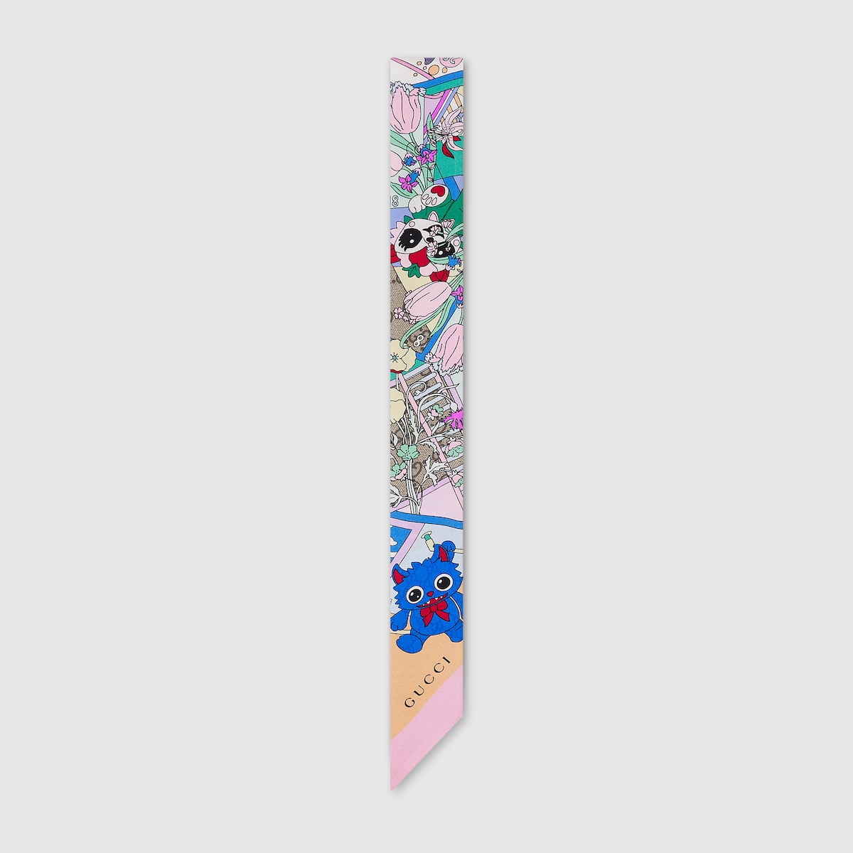 Gucci Besties printed silk twill ribbon in light pink | GUCCI® PL