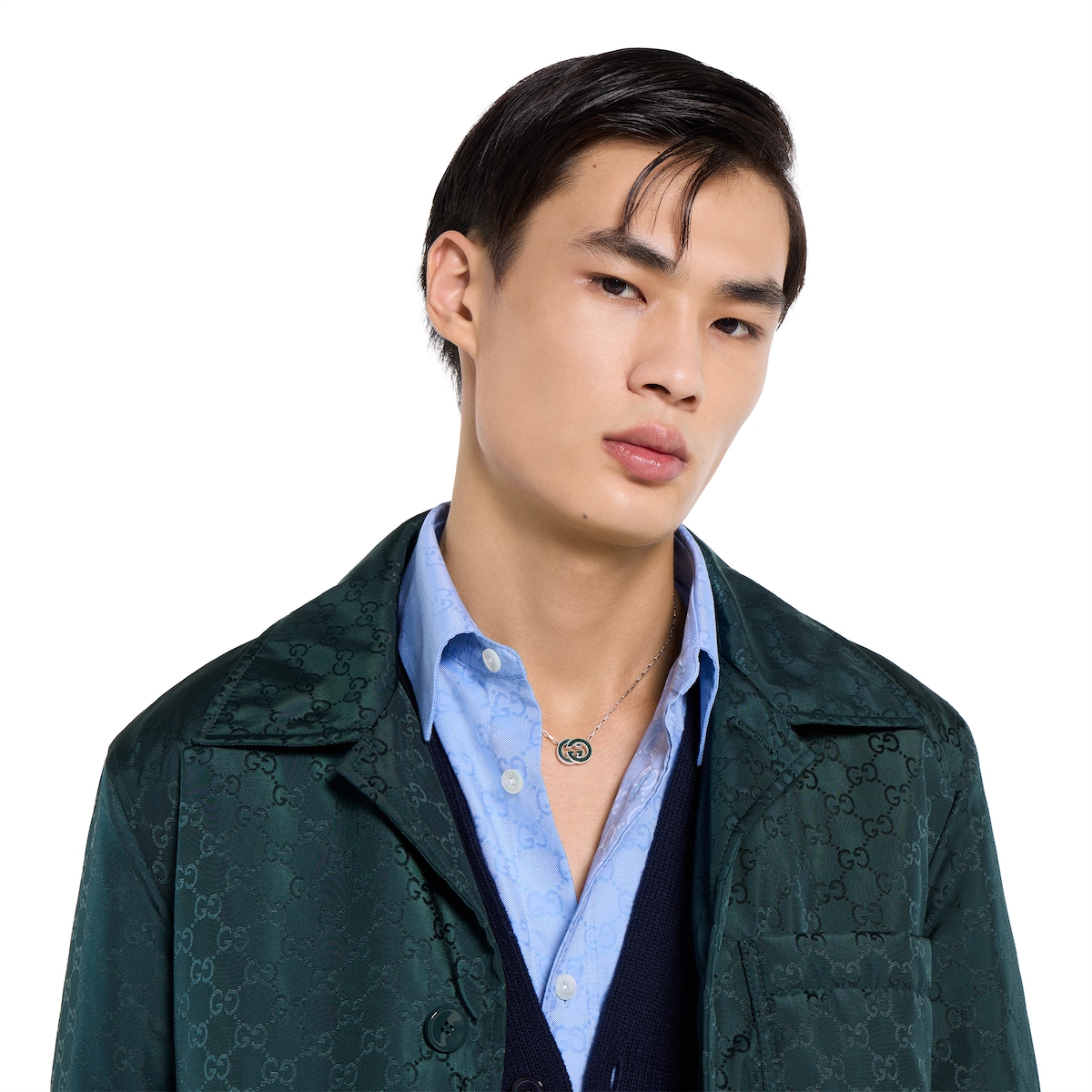 สร้อยคอ Gucci Interlocking pendant necklace in925 สเตอร์ลิงซิลเวอร์ ...