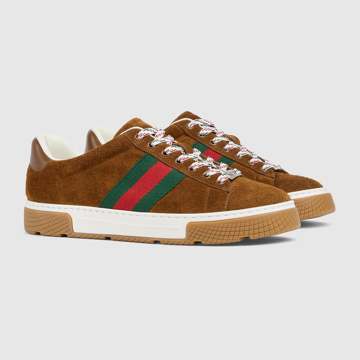 Men's Gucci Ace trainers with Web in brown suede | GUCCI® ZA