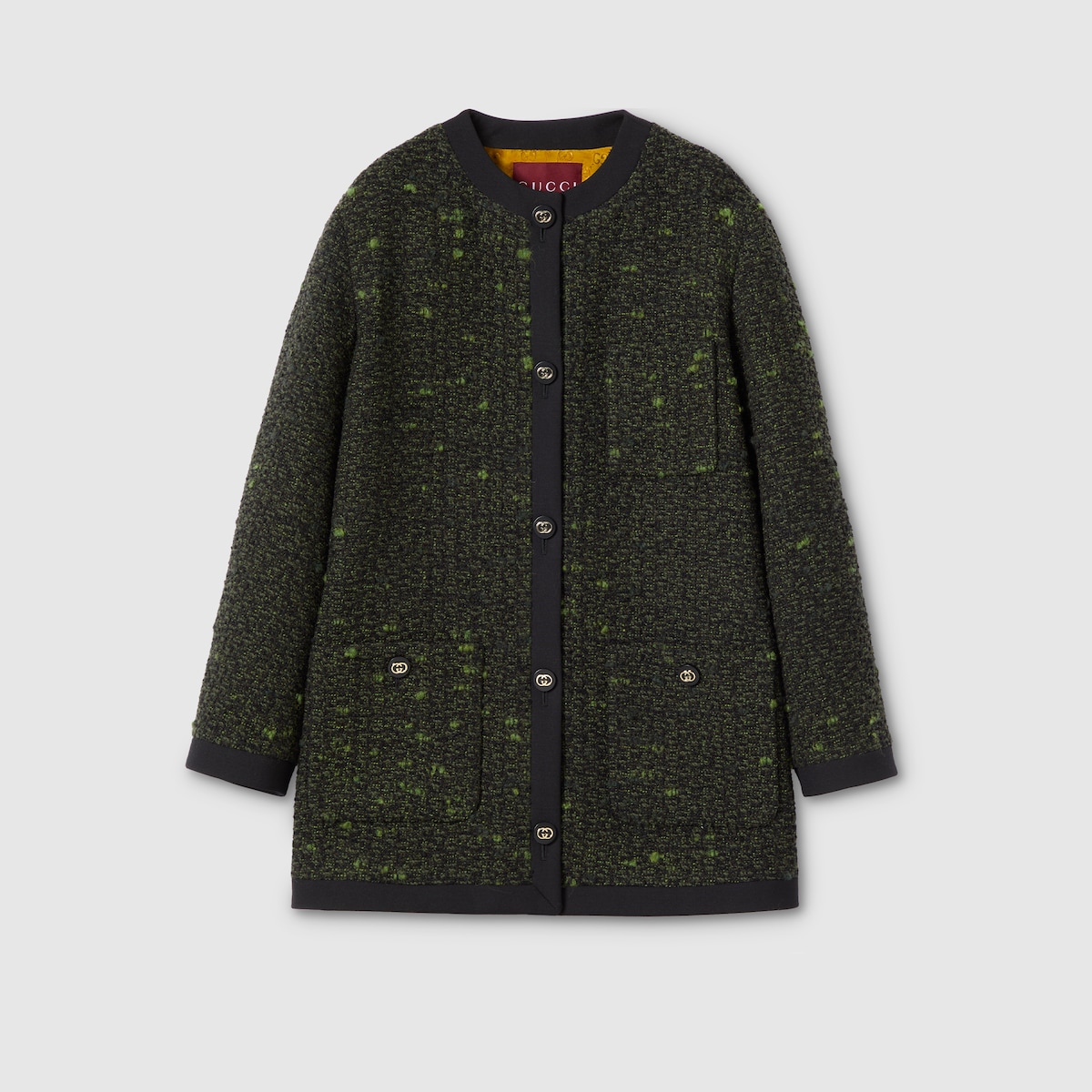 Wool bouclé jacket in green and black | GUCCI® US