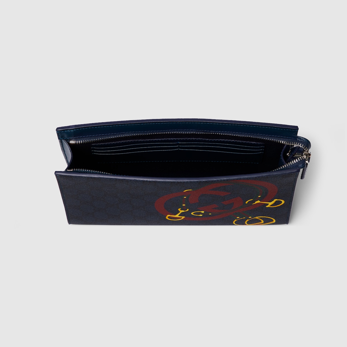 GG medium pouch with print in dark blue GG Supreme | GUCCI® UK