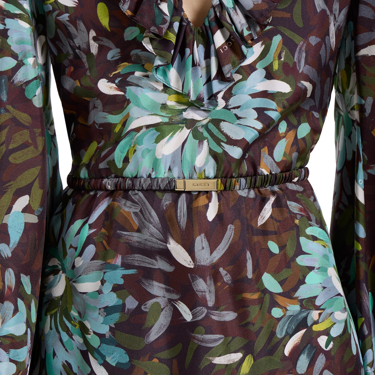 Robe en twill de soie imprimé en multicolore | GUCCI® CA