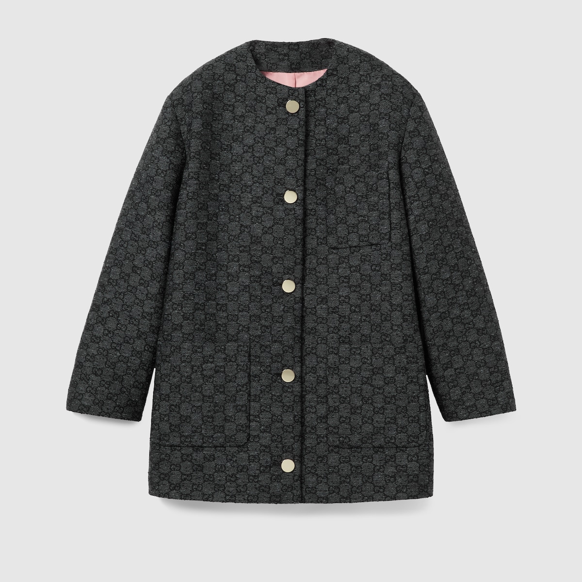 GG boutonné wool tweed jacket in grey and black | GUCCI® INT