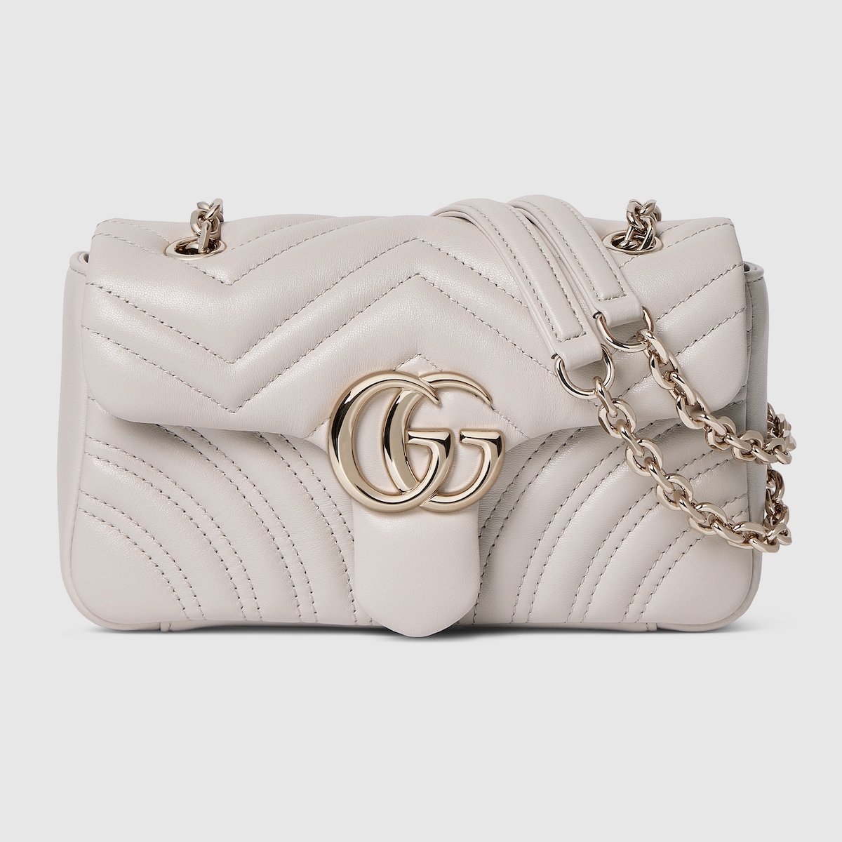 GG Marmont small shoulder bag in light grey leather | GUCCI® SG