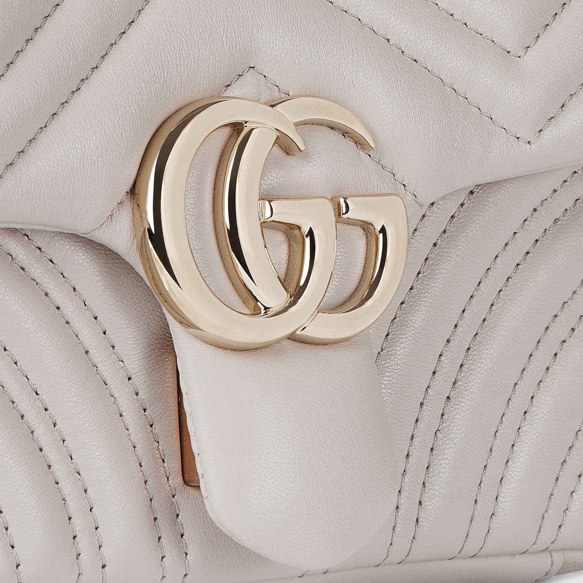 GG Marmont small shoulder bag in light grey leather | GUCCI® SG
