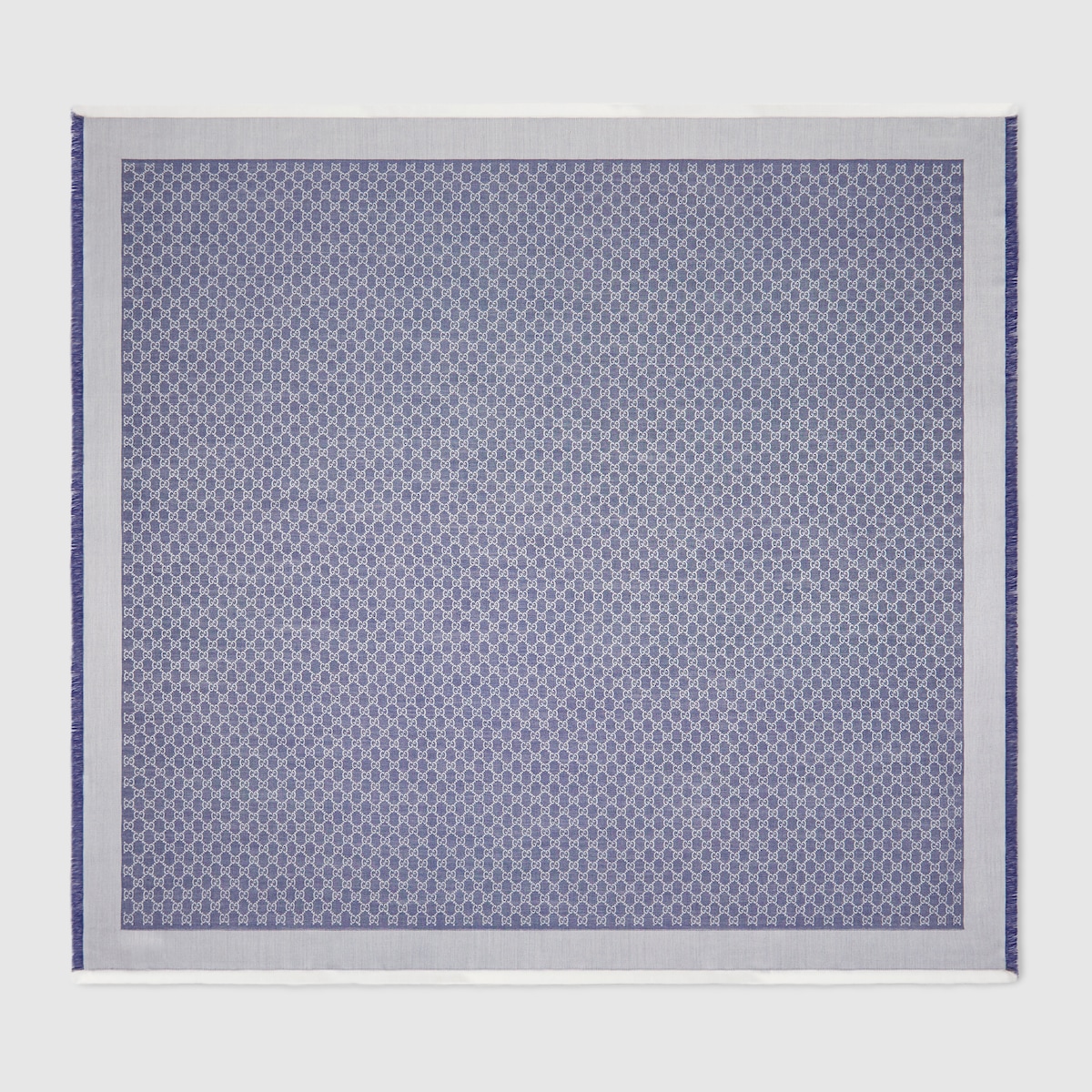 GG silk wool shawl in white and blue | GUCCI® SG