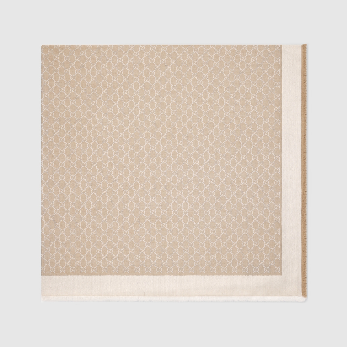 GG silk wool shawl in beige and white | GUCCI® US