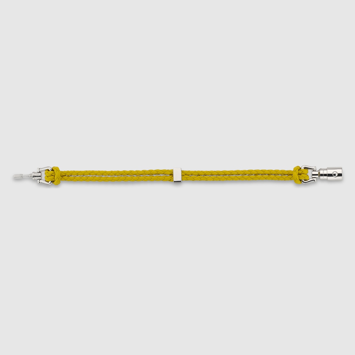 Braided bracelet with piston detail in mustard yellow leather | GUCCI® US