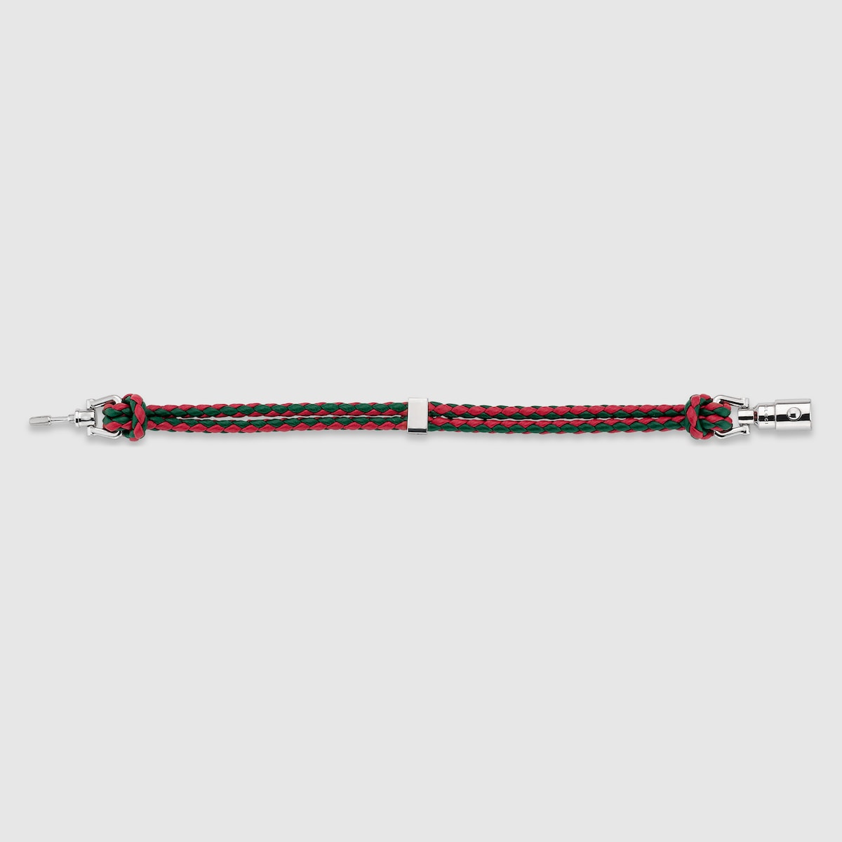 Braided bracelet with piston detail in green and red cord | GUCCI® US