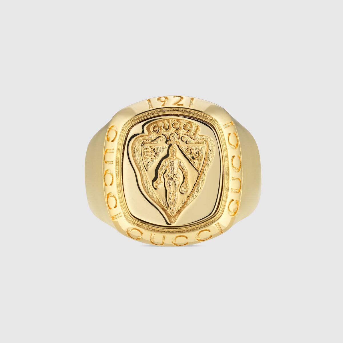 Gucci crest signet ring in gold-toned brass | GUCCI® ZA