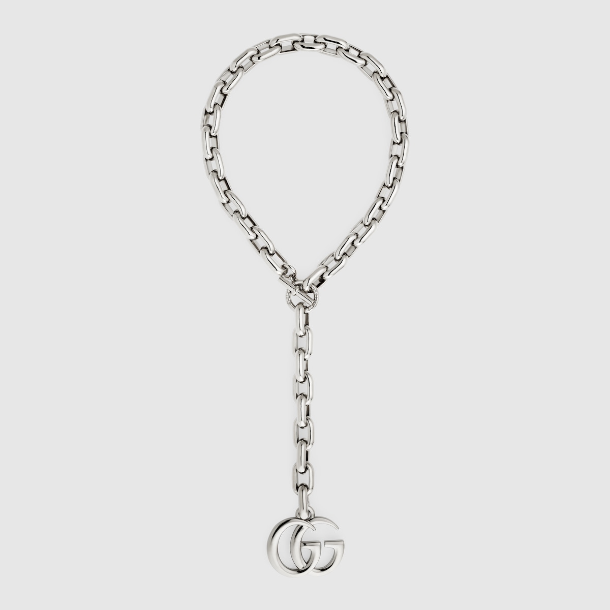 GG Marmont pendant chain necklace in palladium-toned brass and ...