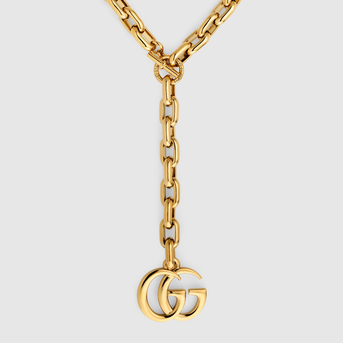 GG Marmont pendant chain necklace in gold-toned brass and aluminium ...