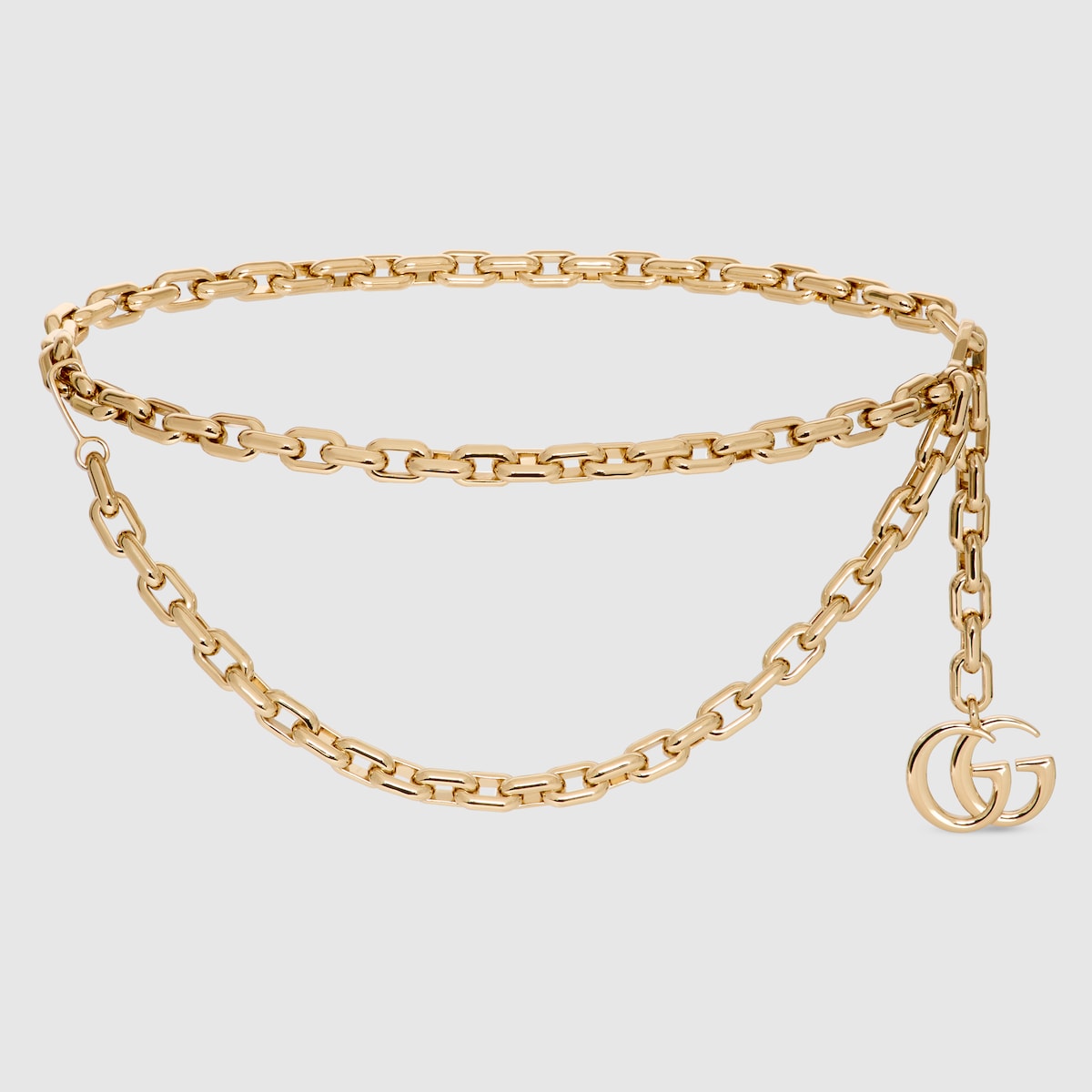 Double chain belt with charm in gold-toned brass | GUCCI® SG
