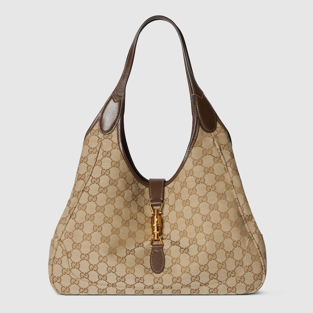 Mercato medium tote bag in sand and brown GG canvas | GUCCI® US