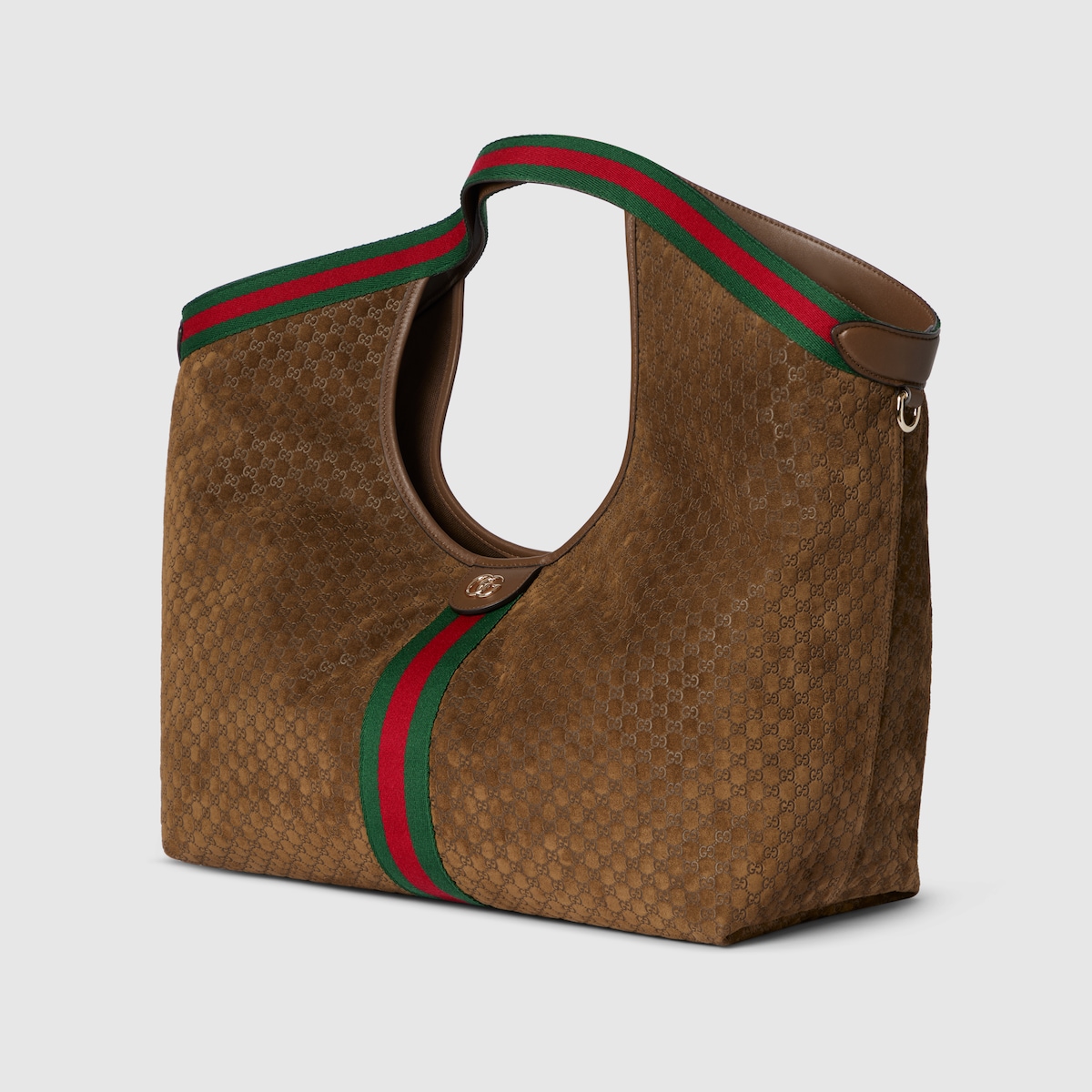 Gucci Giglio large tote bag in medium brown GG suede | GUCCI® UK