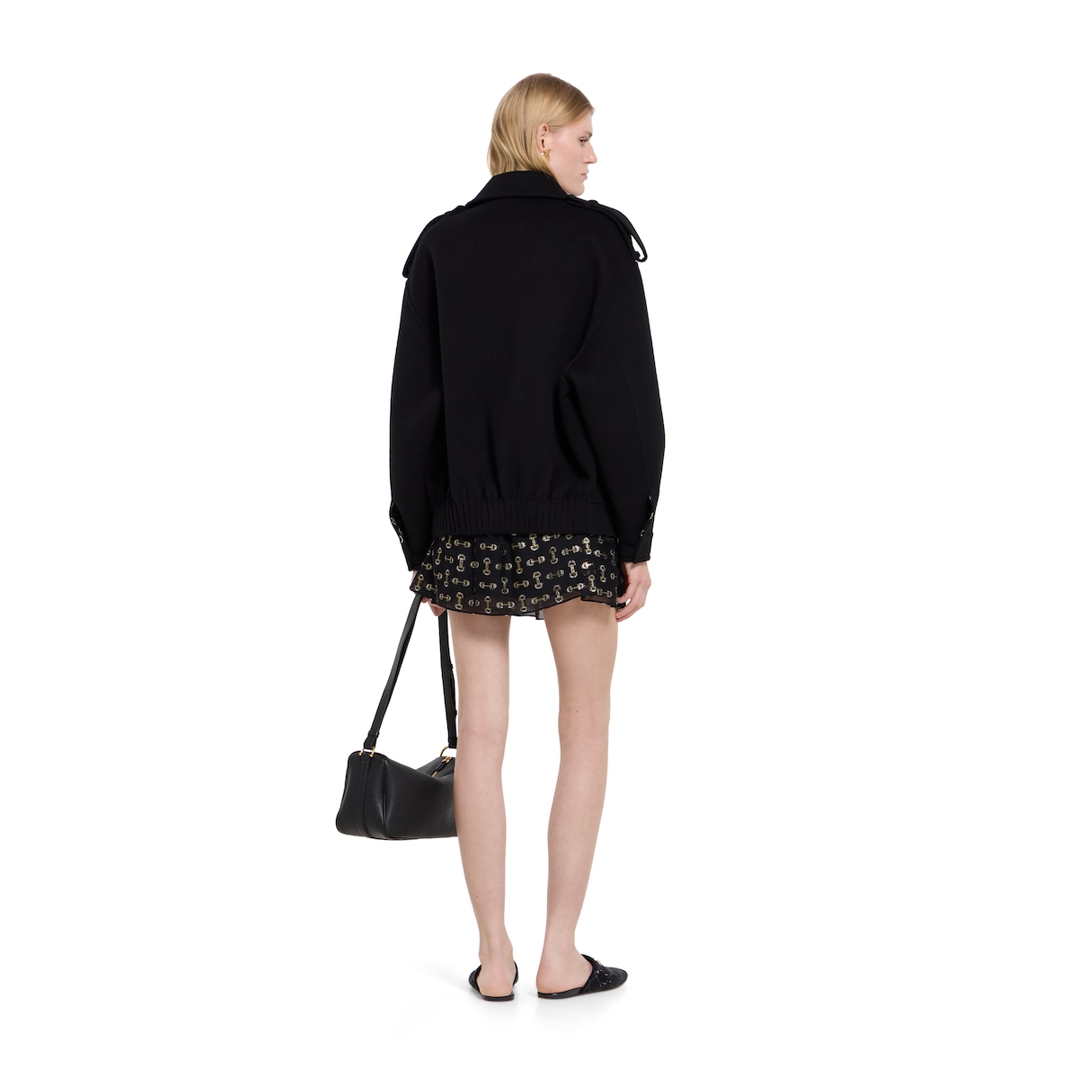 Silk wool bomber jacket in black | GUCCI® SG