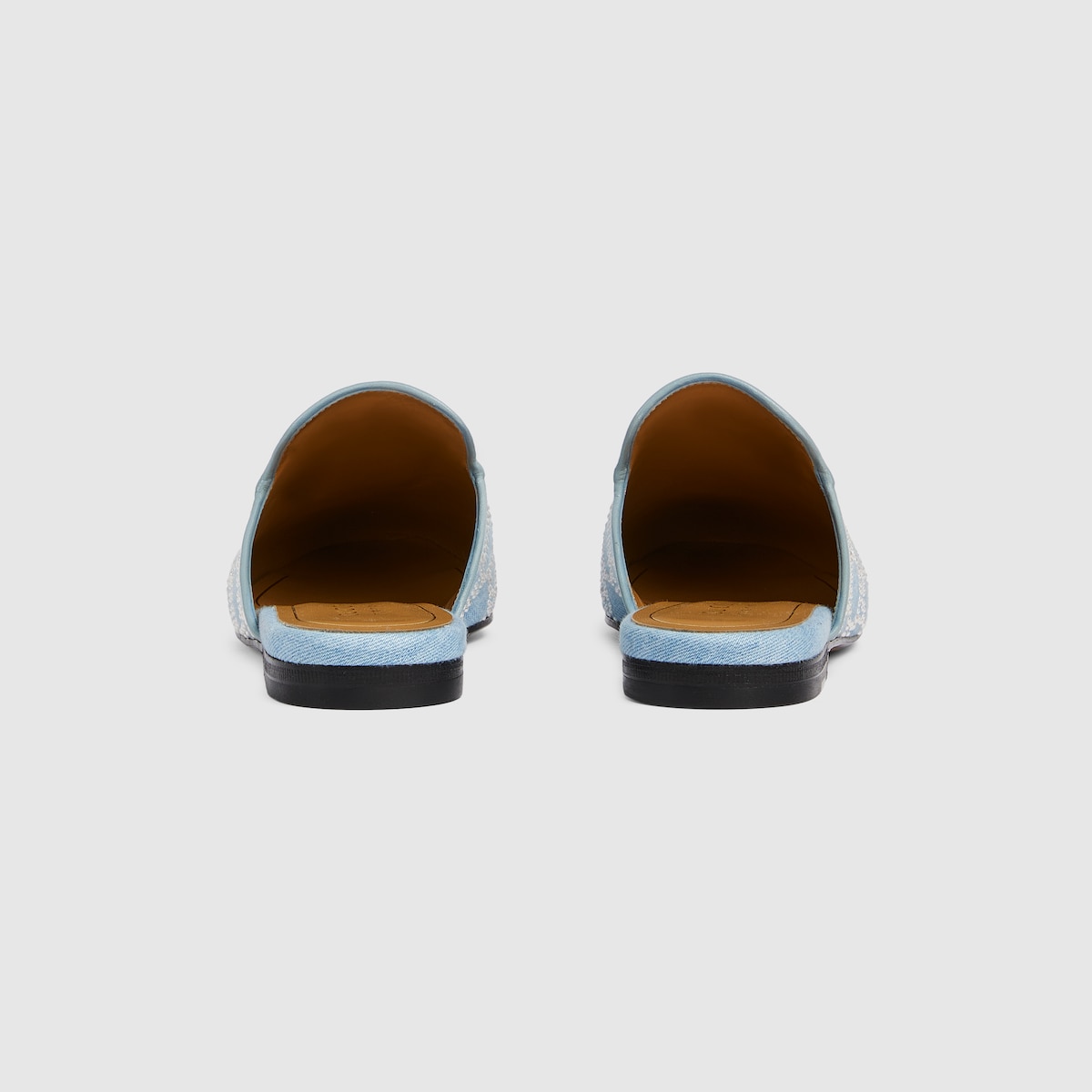 Women's Princetown slipper with pearls in light blue GG denim | GUCCI® AE