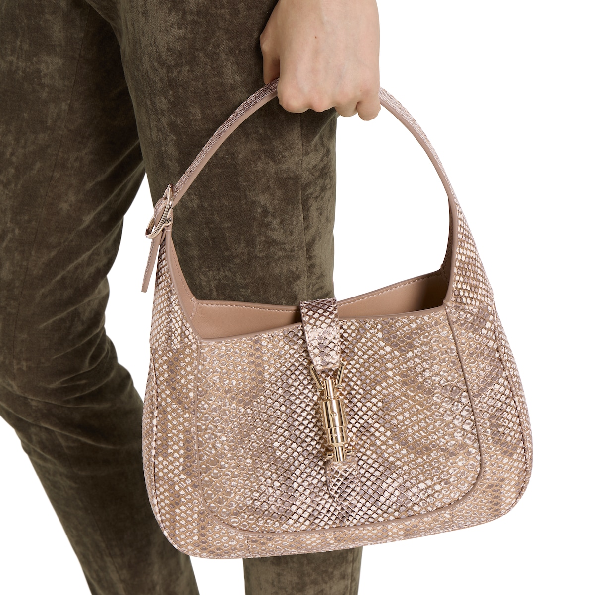Gucci Jackie 1961 python medium bag in metallic gold | GUCCI® US