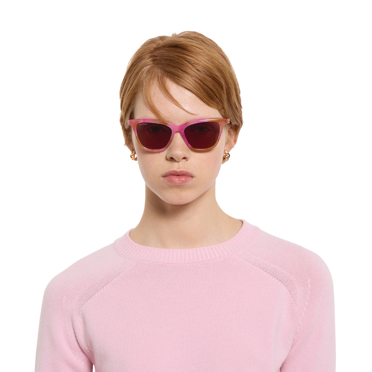 Cat eye sunglasses in pink tortoiseshell | GUCCI® CA