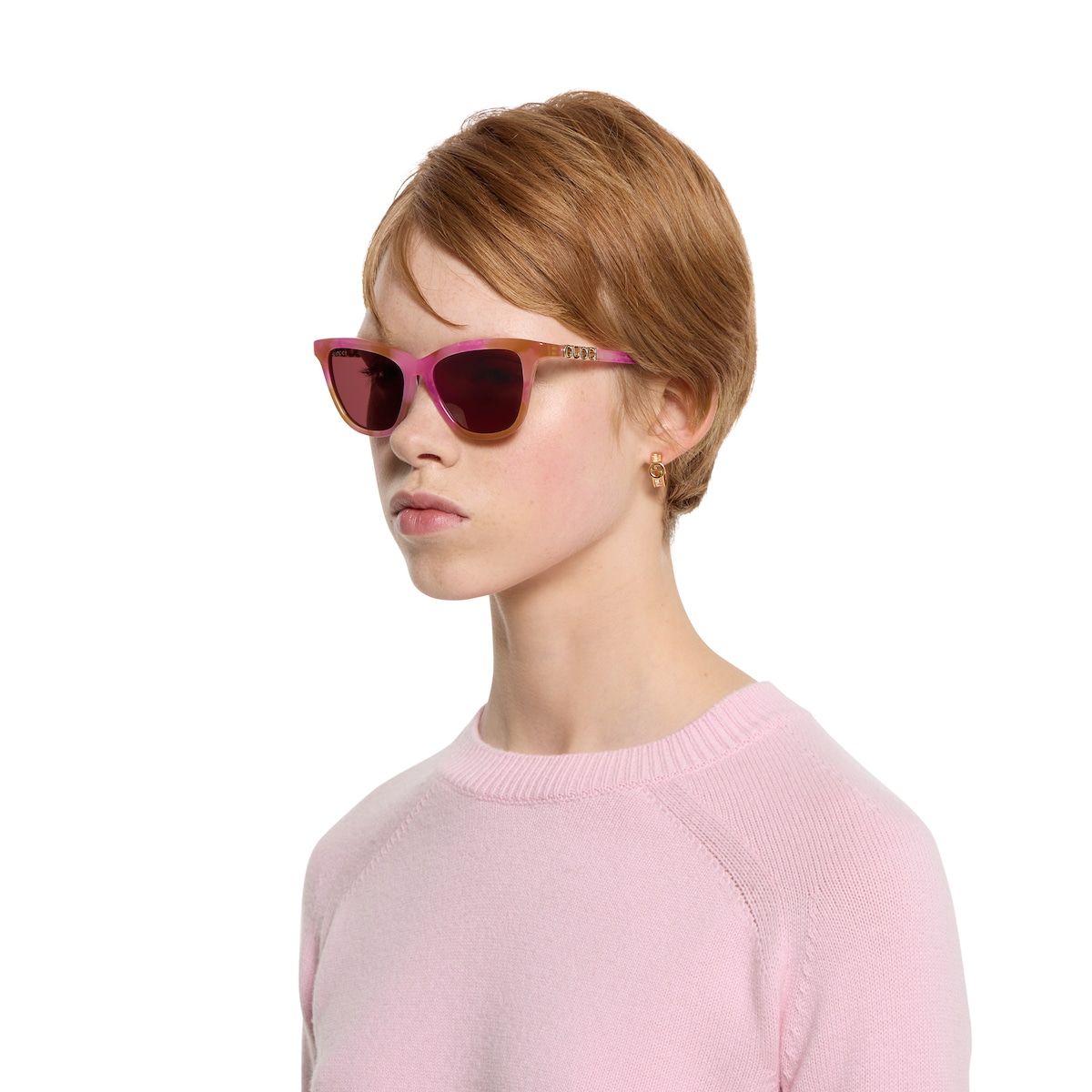 Cat eye sunglasses in pink tortoiseshell | GUCCI® CA