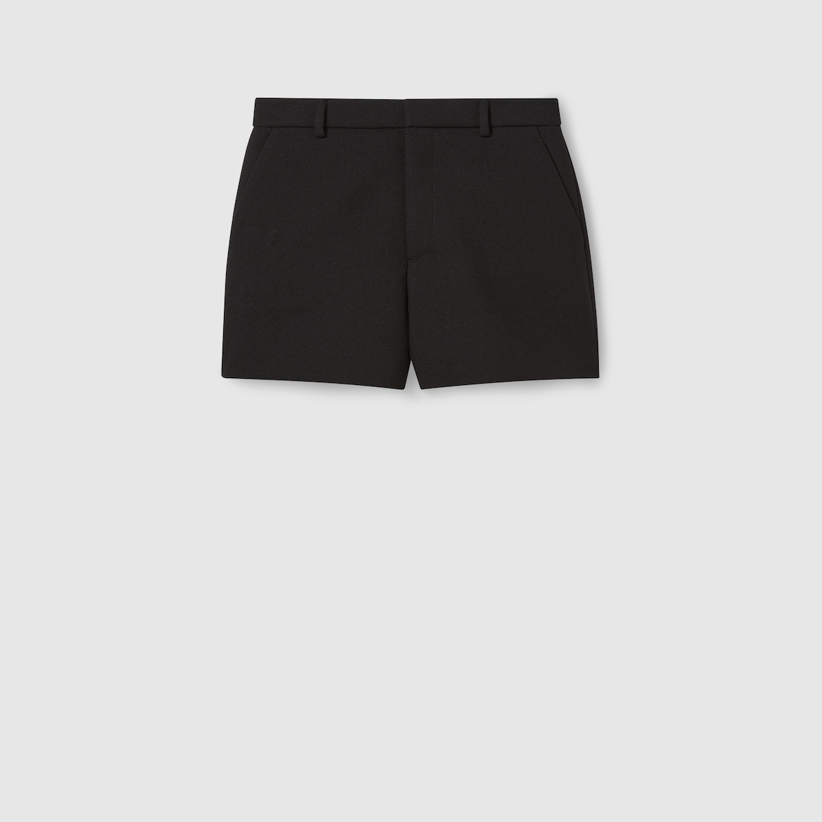 Wool sablé shorts with embroidery in black | GUCCI® US