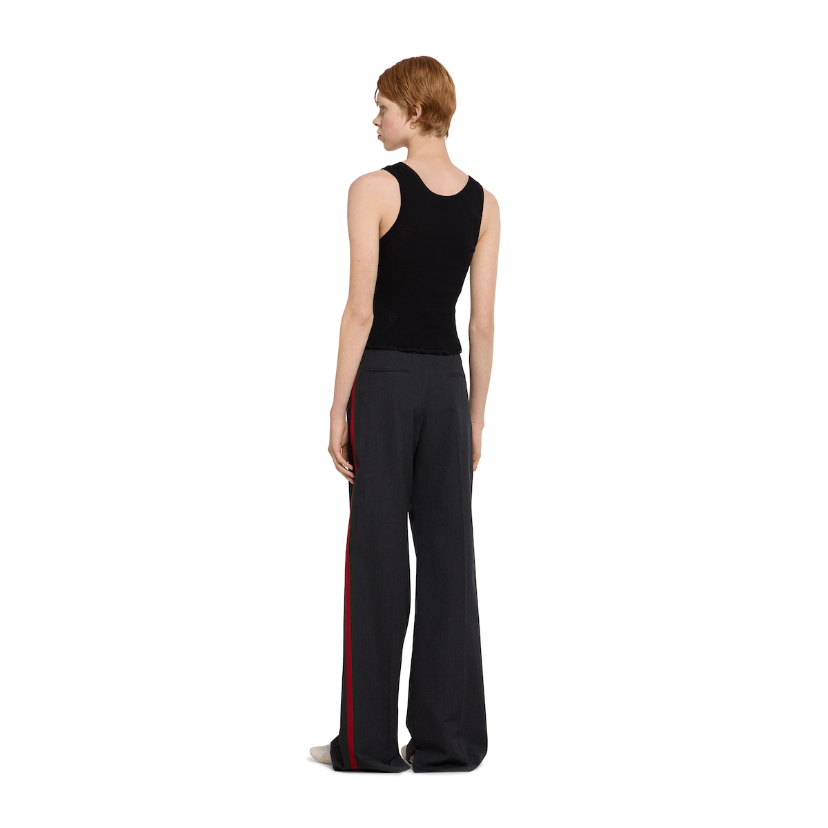 Cotton rib tank top with embroidery in black | GUCCI® UK
