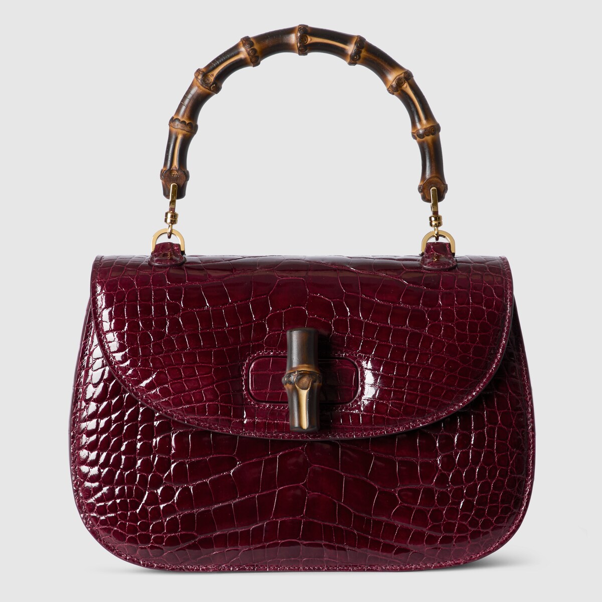 Gucci Bamboo 1947 crocodile medium bag in dark red | GUCCI® ZA
