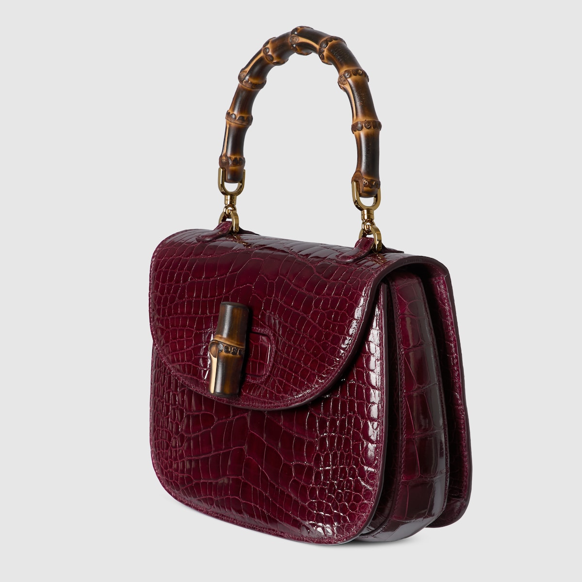 Gucci Bamboo 1947 crocodile medium bag in dark red | GUCCI® ZA