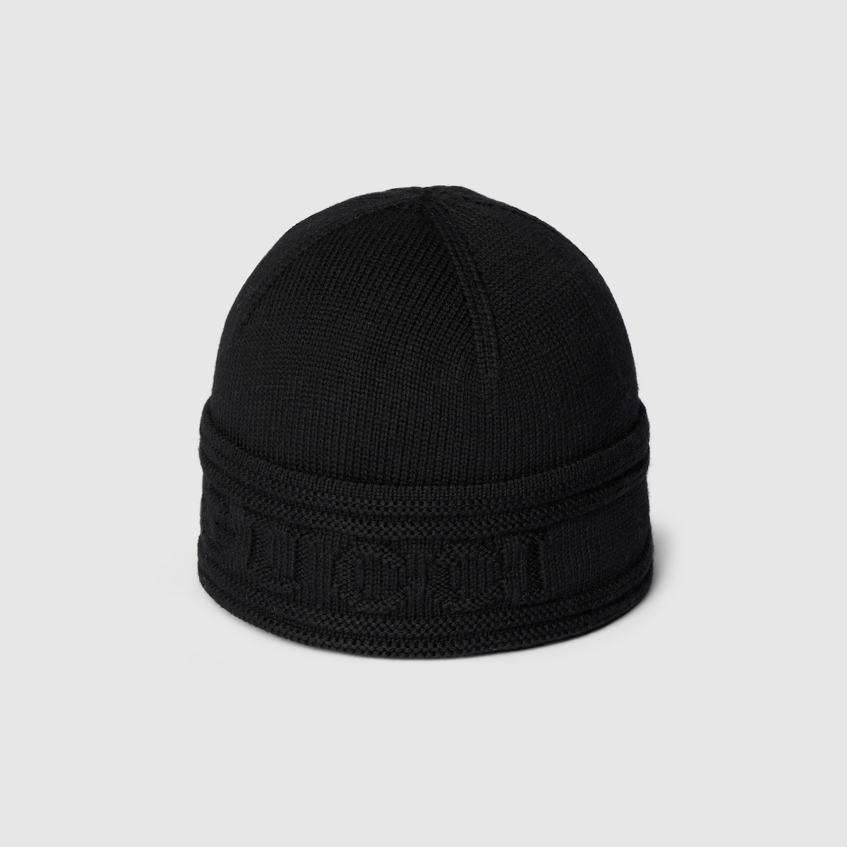 Knit wool hat with Gucci logo in black | GUCCI® US
