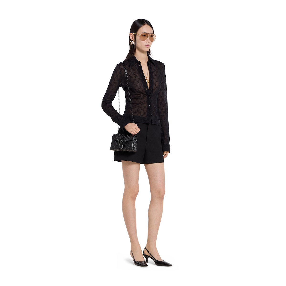 GG Marmont mini shoulder bag in black leather | GUCCI® US