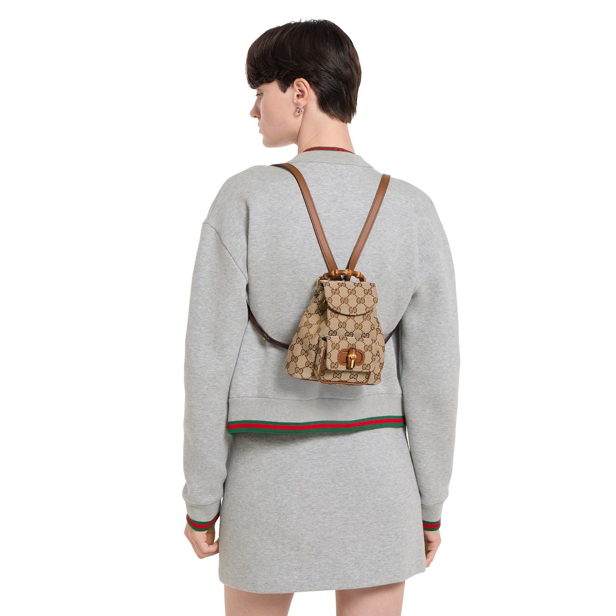 Bamboo mini backpack in beige and brown GG canvas | GUCCI® AU