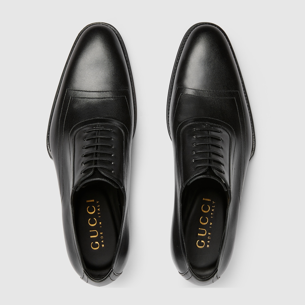 Men's lace-up shoe in black leather | GUCCI® AU