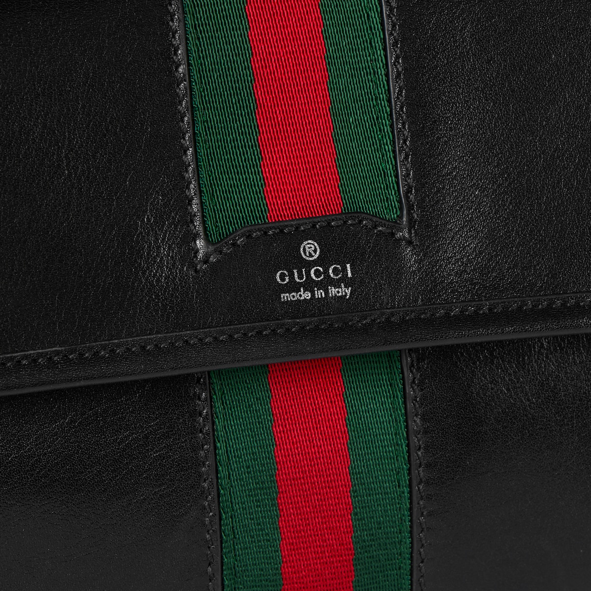 Web Trademark small belt bag in black leather | GUCCI® AU