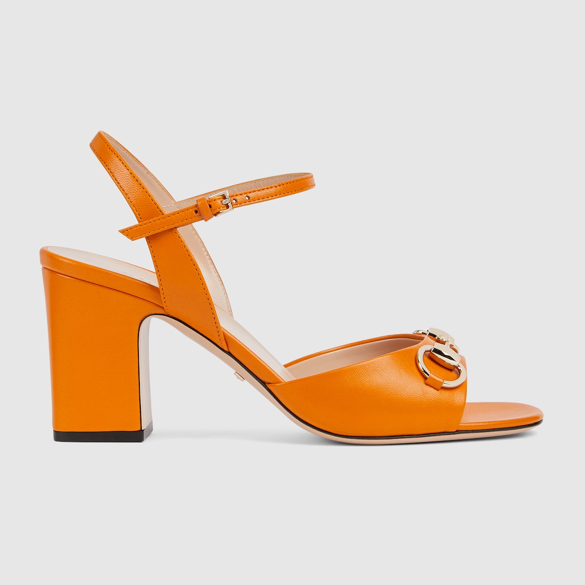 Women's Horsebit sandal in orange leather | GUCCI® RO