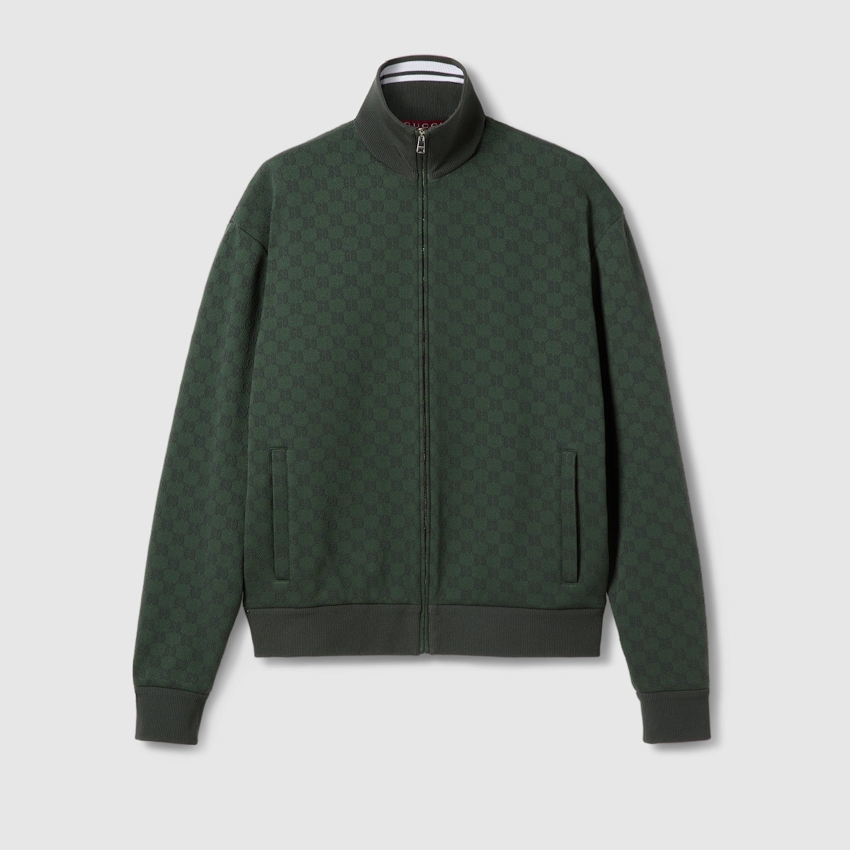 GG technical jersey zip jacket in dark green | GUCCI® US
